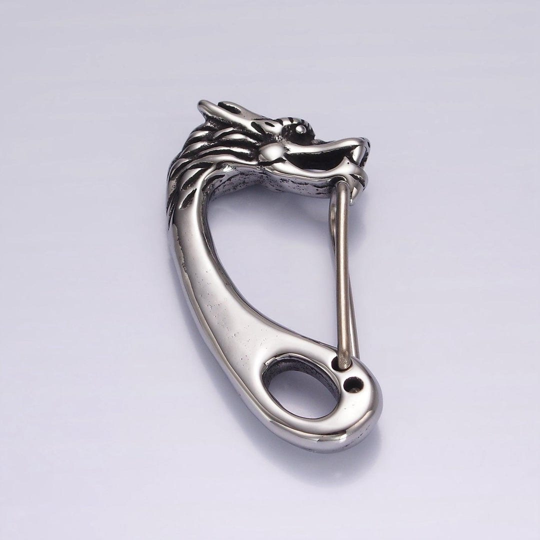Stainless Steel 45mm Dragon Animal Head Carabiner Snap Hook Finding ...