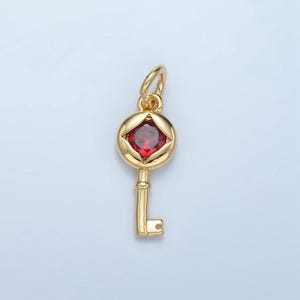 24k Gold Filled Red Cz Star Mysterious Lock Key, Mini Charm | E-097 - Etsy