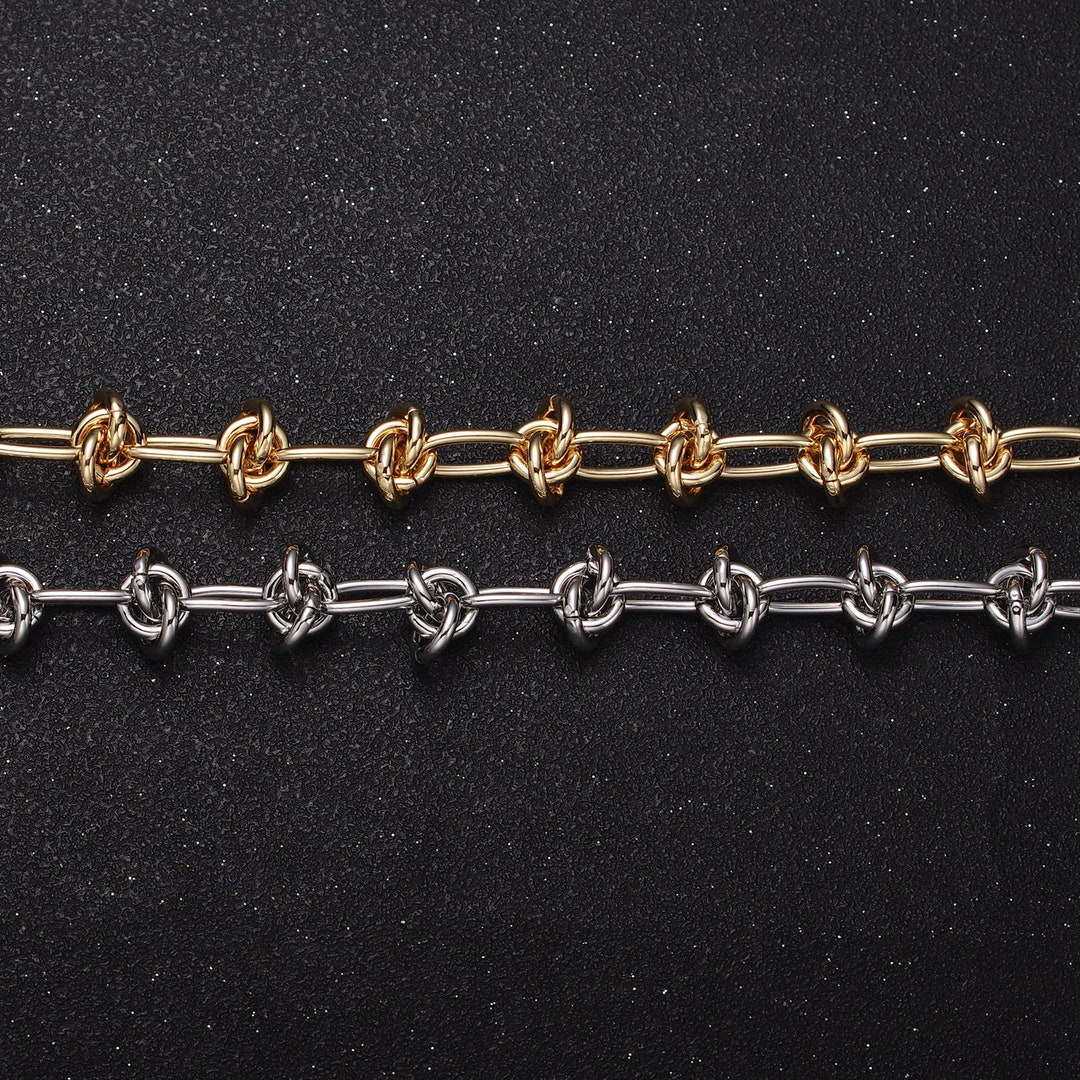 Chunky 10mm Gold Silver Knot Link Chain by Yard Thick Barbed Wire ...