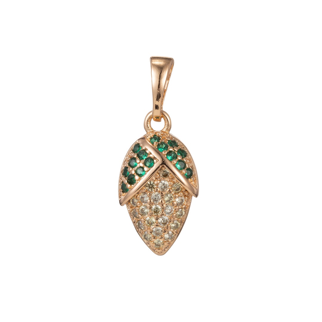 1pc 18k Gold Micro Pave CZ Corn Pendant Charm, Corn Pendant Charm ...