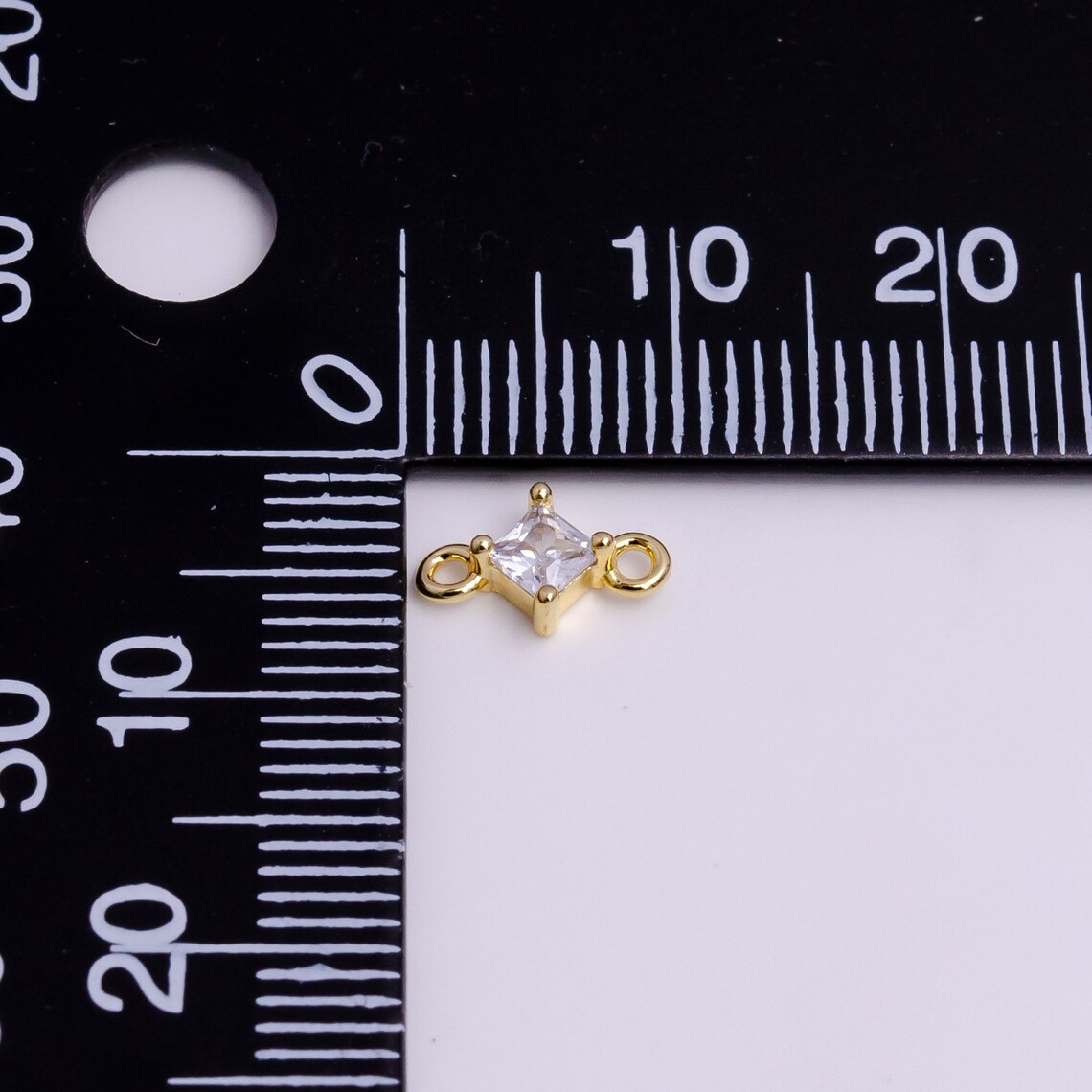 Mini Diamond Cubic Zirconia Charm Connector 16K Gold Filled 16.5mm ...