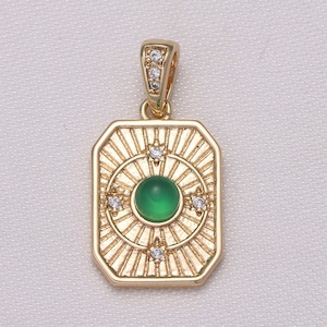 Sunburst Octagon Gold Tag Opal Gold Rectangle Size 25x13mm Pendant ...