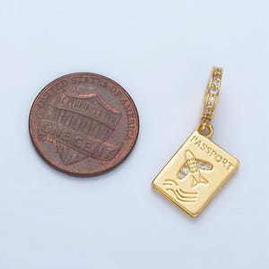 Mini Gold Passport Dangle Charm Tiny Gold Travel Book Pendant Vacation ...