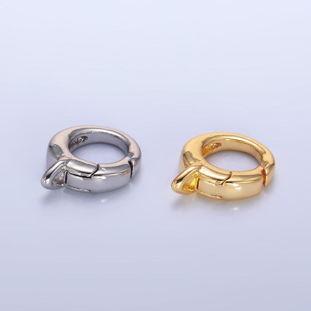 24K Gold Filled Round Bail Enhancer Charm Holder With Push Spring Gate ...