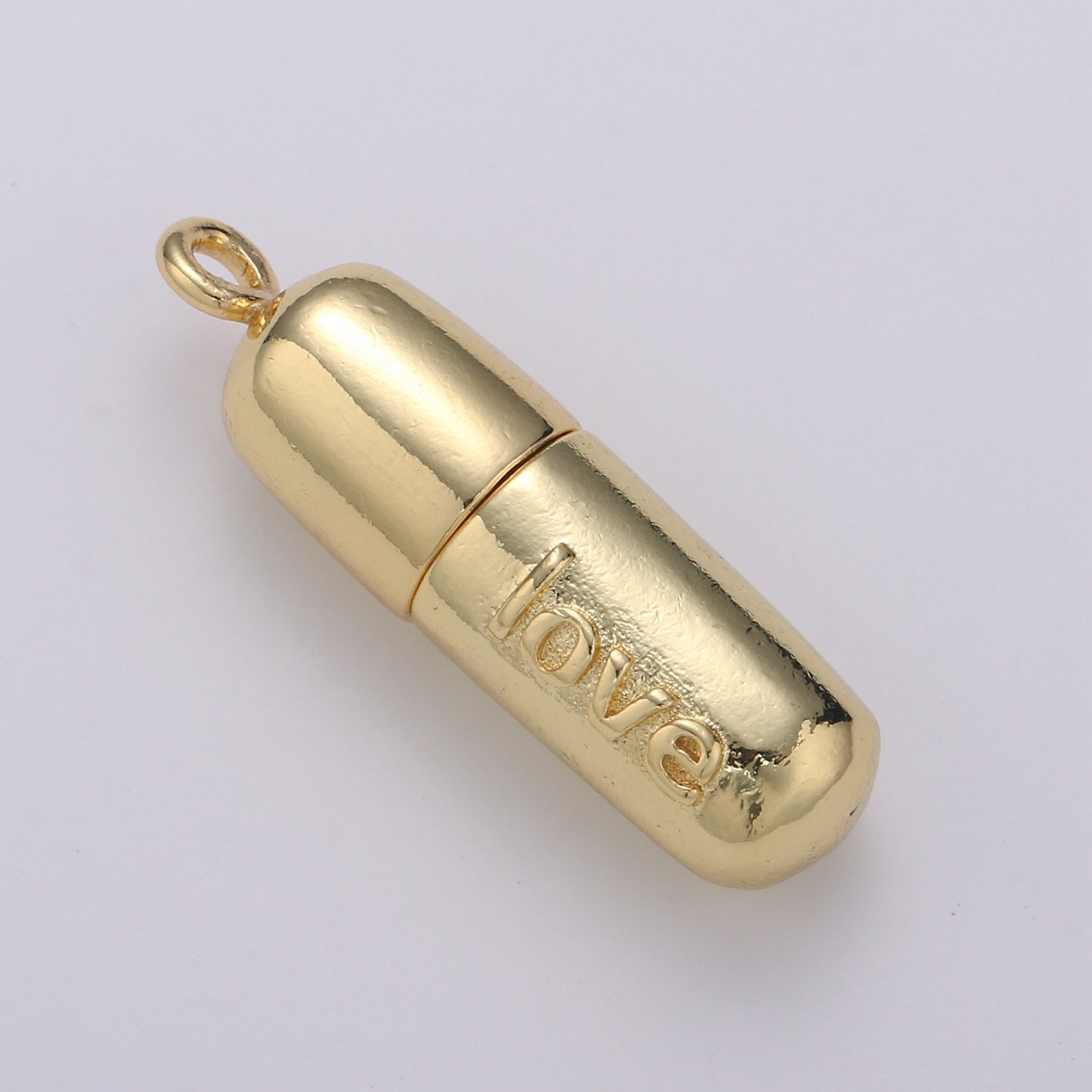 Gold Pill Charm Necklace Dainty Word Charm Love Pill Bar - Etsy