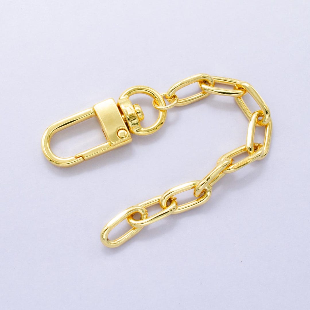 24K Gold Filled 5-inch Oval Paper Clip Chain Bag Purse Charm Swivel ...