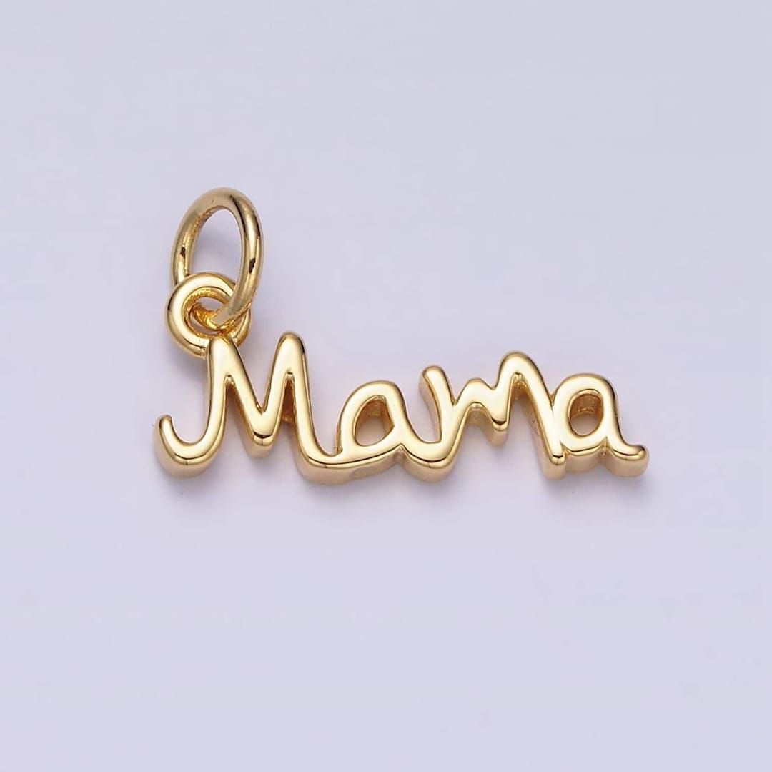 24k Gold Filled Mama Handwritten Script Sideway Charm for Bracelet ...