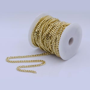 Gold 6mm Cuban Curb Chain by Yard, Cuban Curb Chain by Foot, Wholesale ...