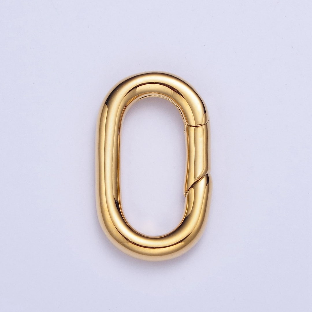 24K Gold Filled Simple Oval Spring Clasp, Minimalistic Gate Clasp, Pull ...