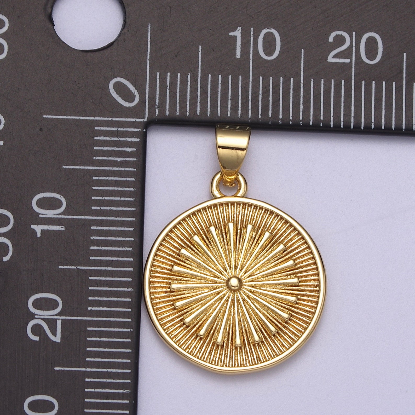 24k Gold Filled Round Coin Medallion Pendant Sunburst Charm - Etsy