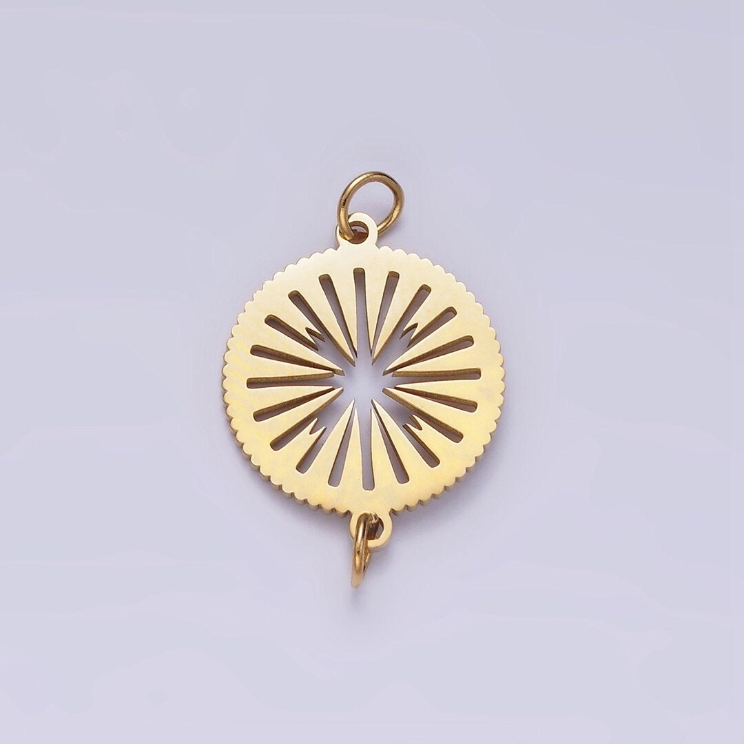 Stainless Steel Open Ray Lined Geometric Open Round Connector | P1355 ...