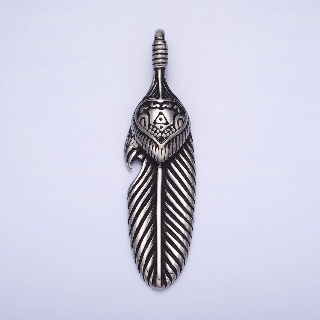 Men Indian Feather Charm Stainless Steel Tribe Charm in - Etsy