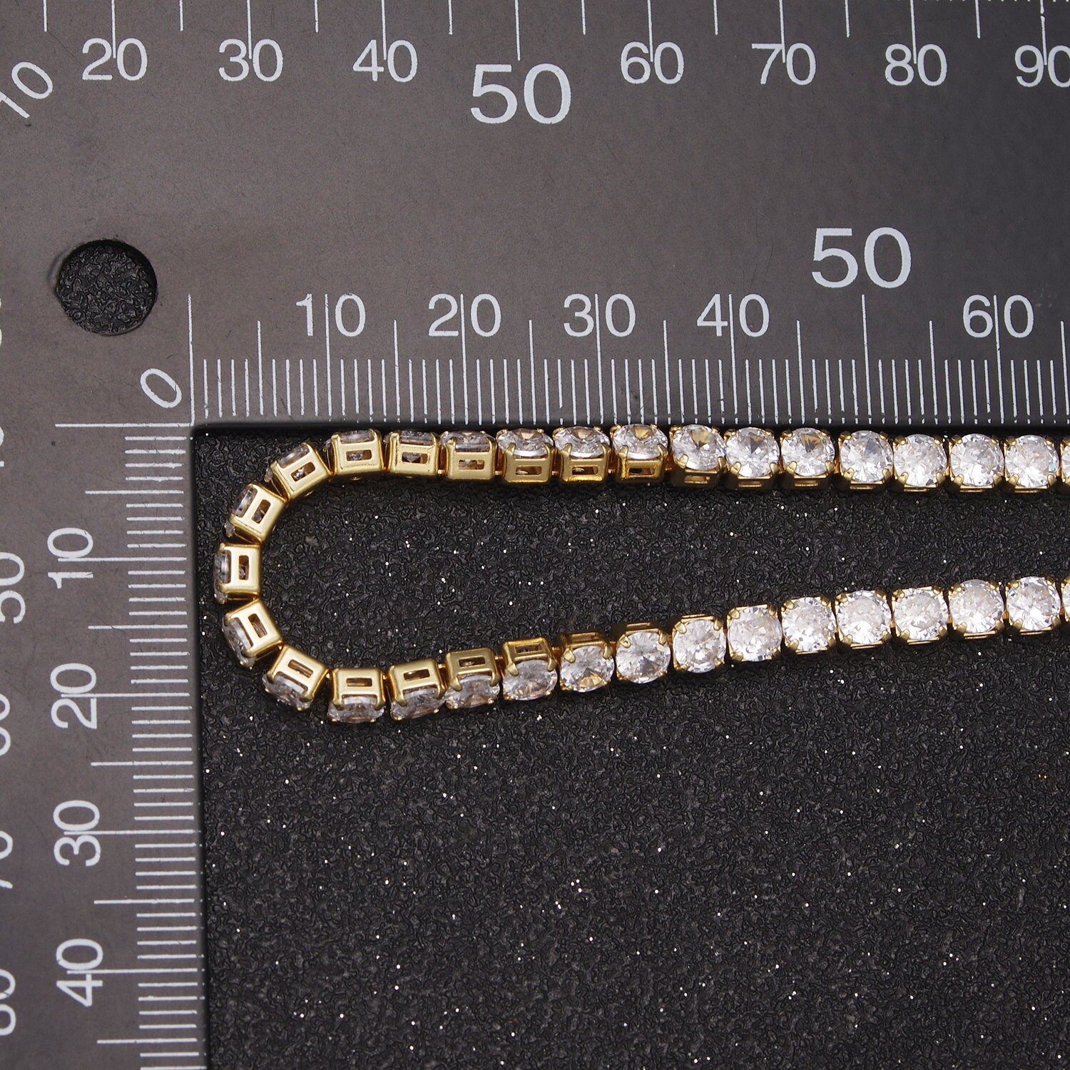 24K Gold Filled Tennis Chain 4mm Width Cubic Zirconia CZ - Etsy