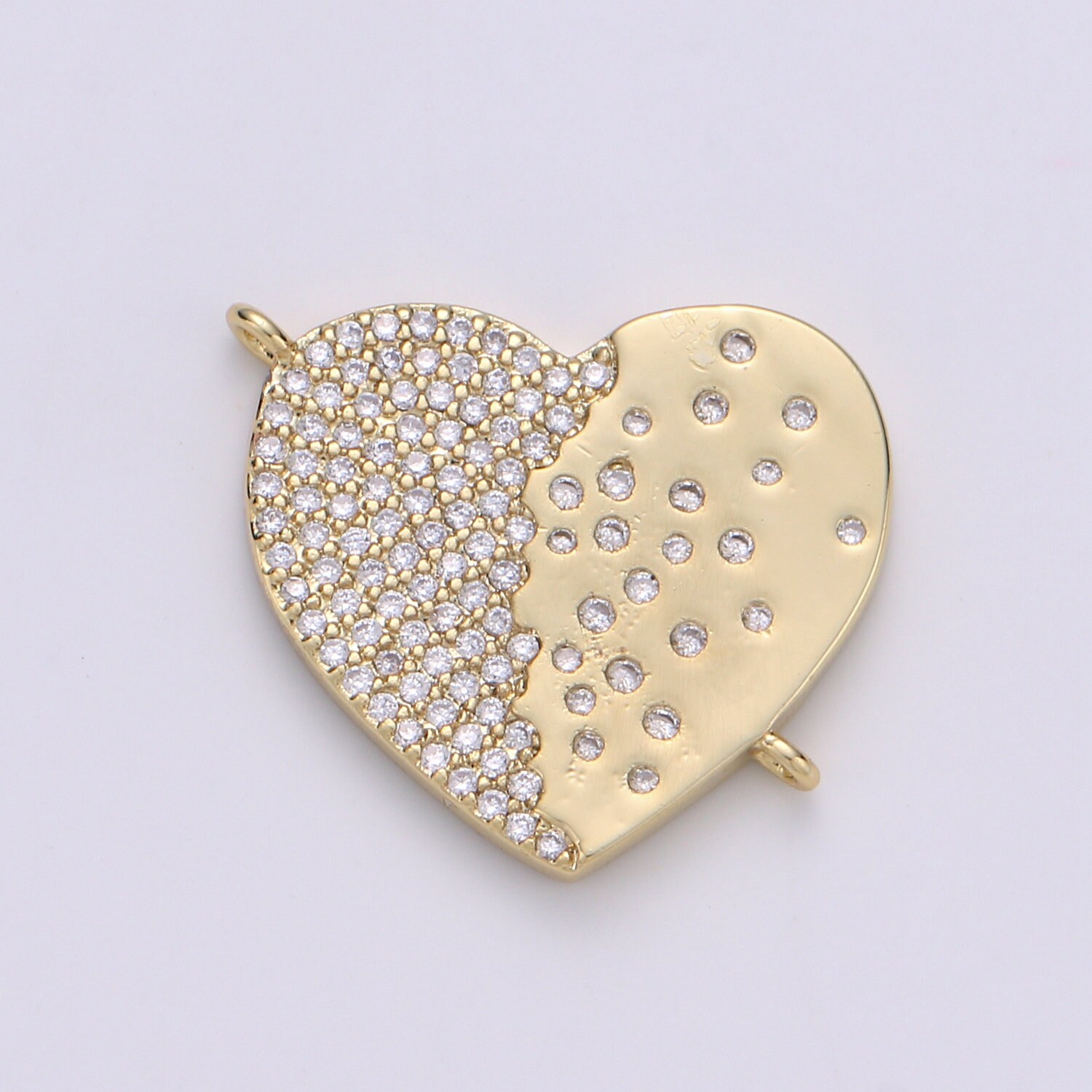 14K Gold Plated Heart Connector Dainty Link Connector Cubic - Etsy