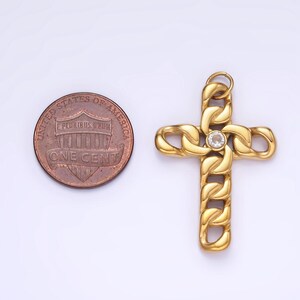 Stainless Steel Chain Textured Cz Cuban Cross, Cholo Fit | P-965 - Etsy