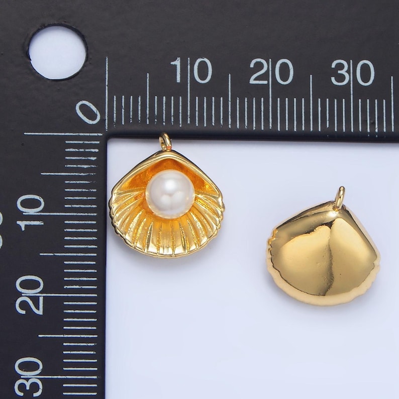 Sea Shell Clam Pearl 24k Gold Filled Charm | X-865 - Etsy