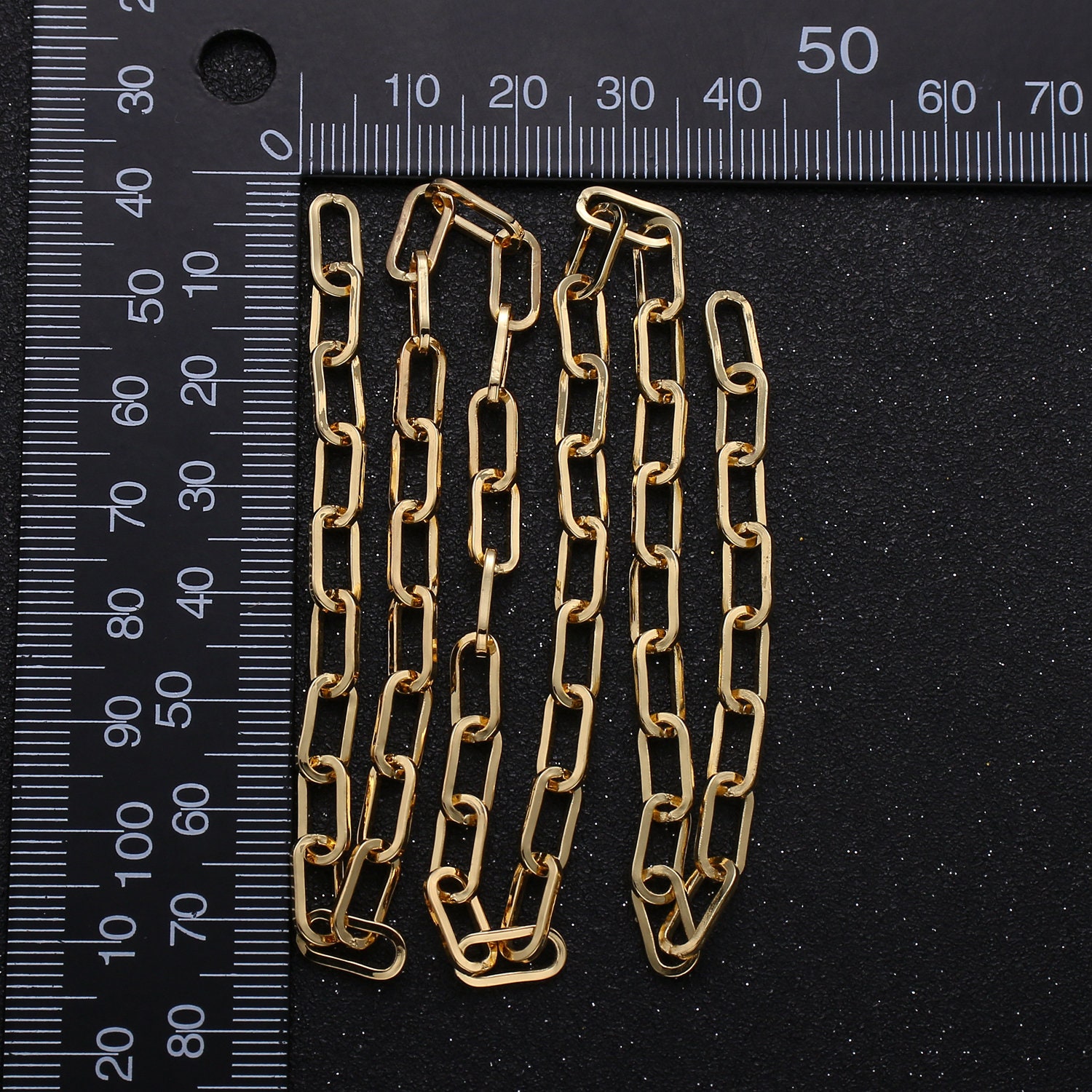 24K Gold Paper Clip Chain by Yard Gold Elongated Chain | Etsy