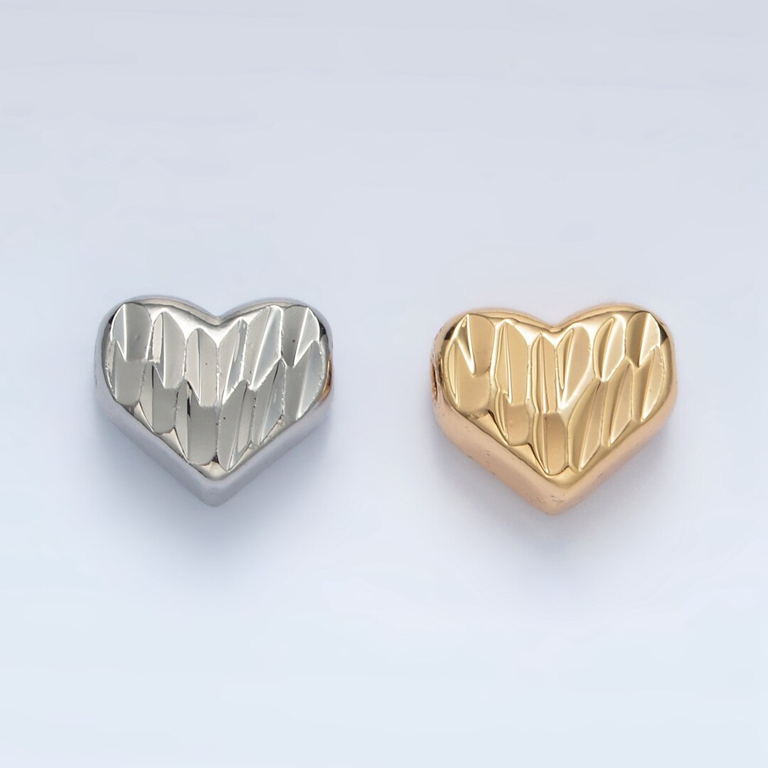 Gold Filled Dented Heart 9mm Bead in Gold and Silver | B-353 - Etsy