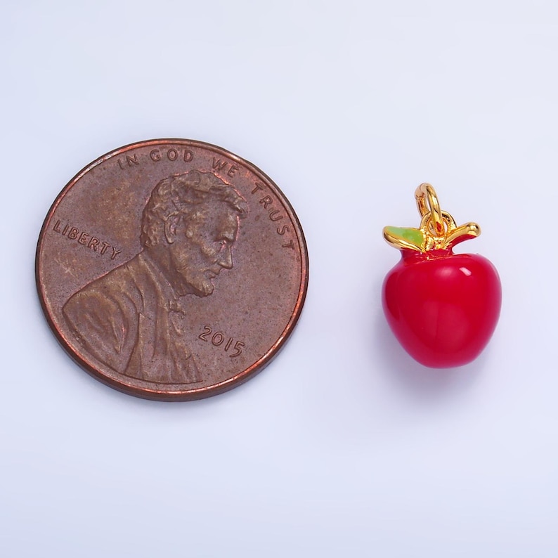 24k Gold Filled Red Washington Apple Charm Green Apple Fuji Pendant ...