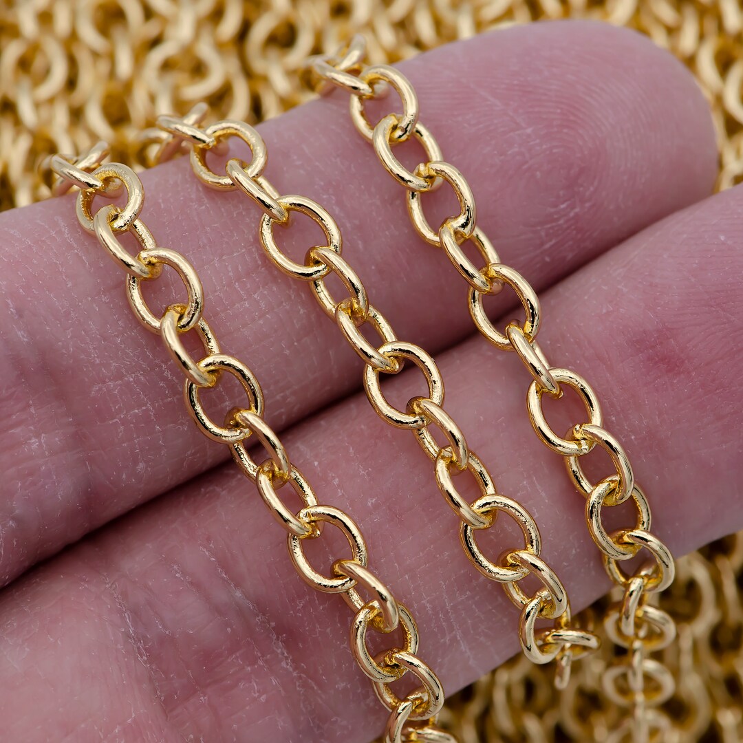 24k Gold Filled Cable Chain by Yard Unfinished Circle Link Chain ...