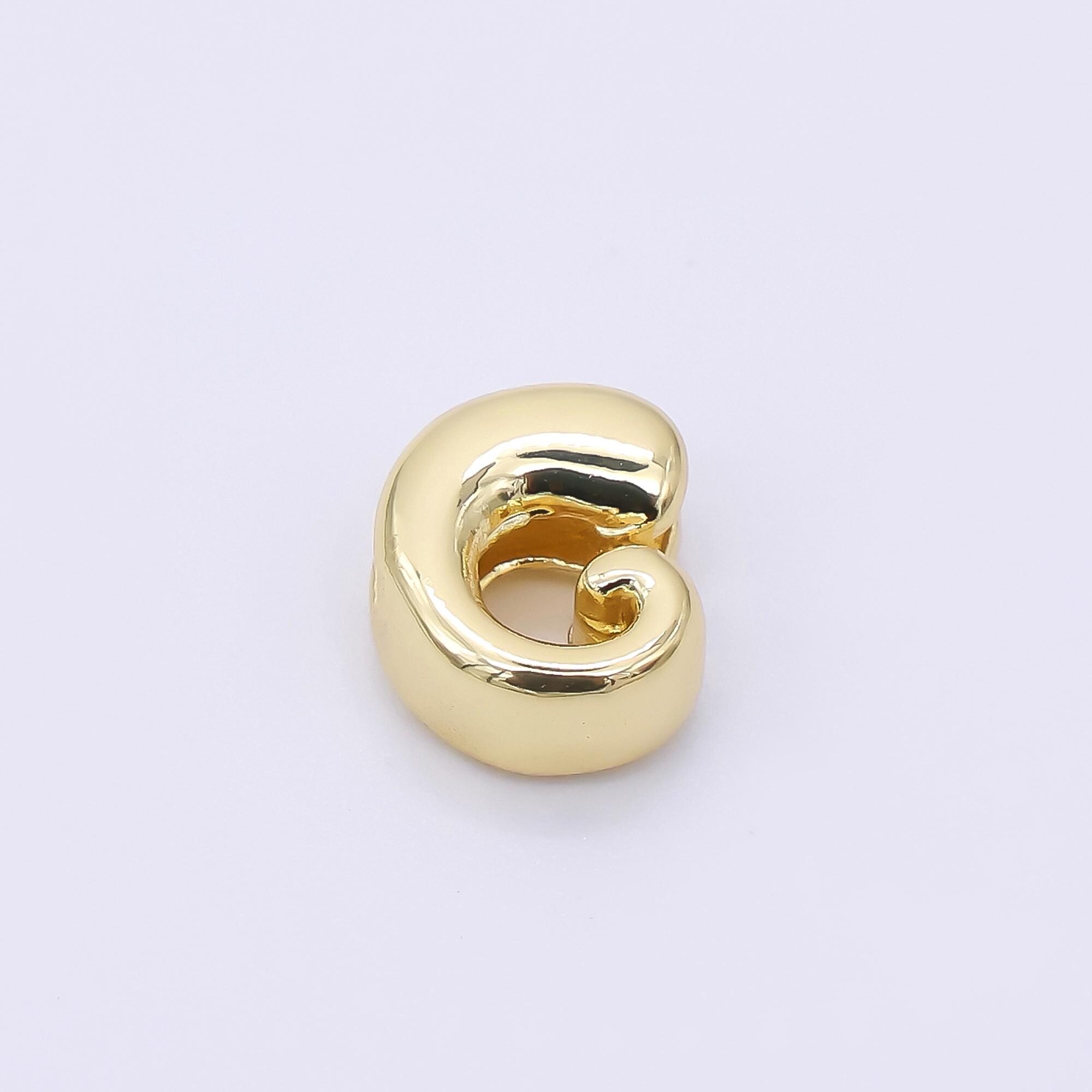 24K Gold Filled 8mm Initial Letter Alphabet Chubby Spacer Bead Bubble ...