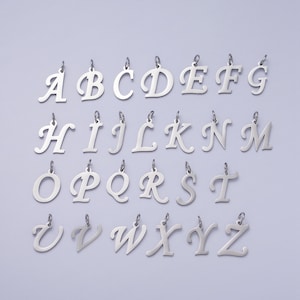 Stainless Steel Script Cursive Initial Letter Pendant Necklace Silver ...