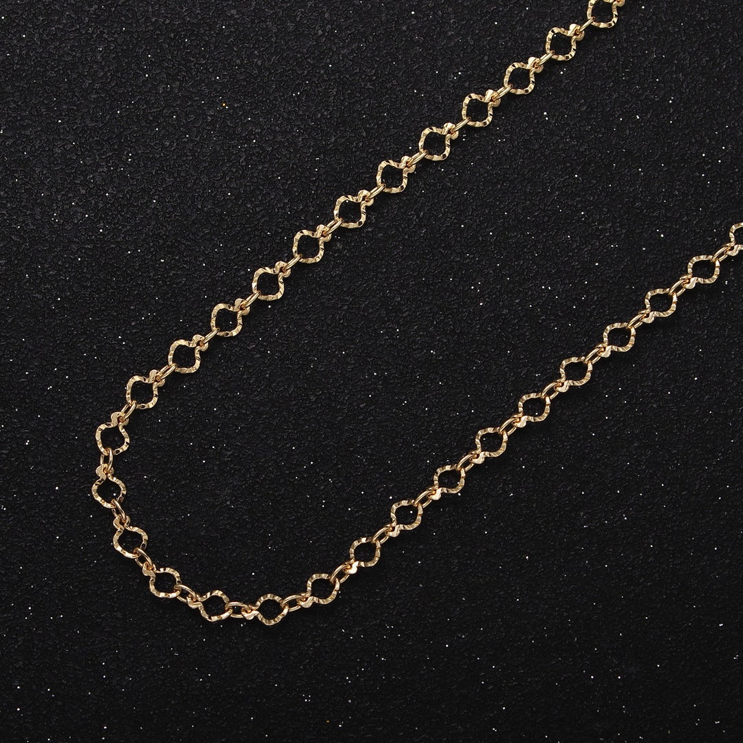 24K Gold Filled Hammered Oval Rolo Fish-shaped 3.5mm Geometric ...