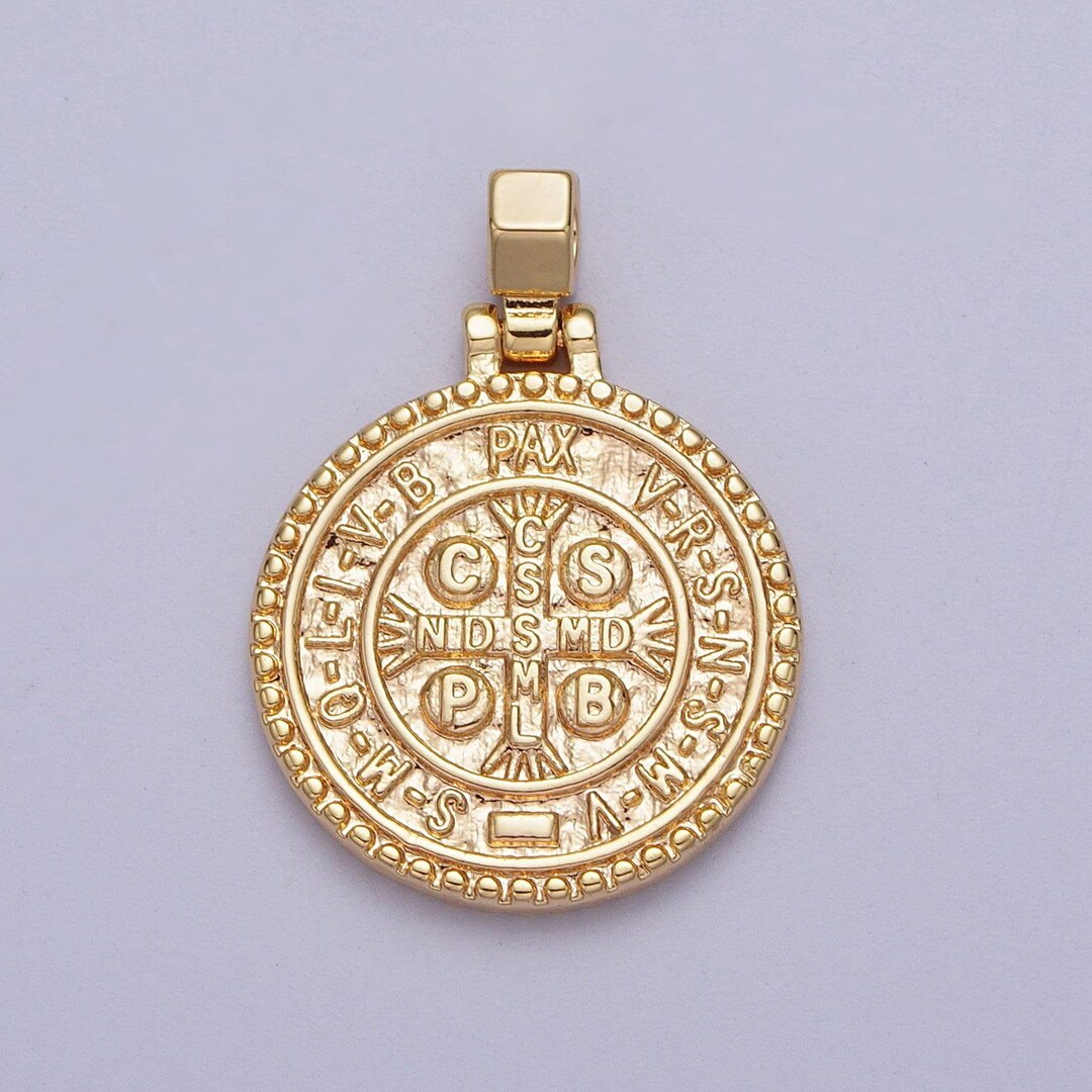 Dainty Gold Coin Cross Charm Rustic Medallion for Necklace Pendant ...