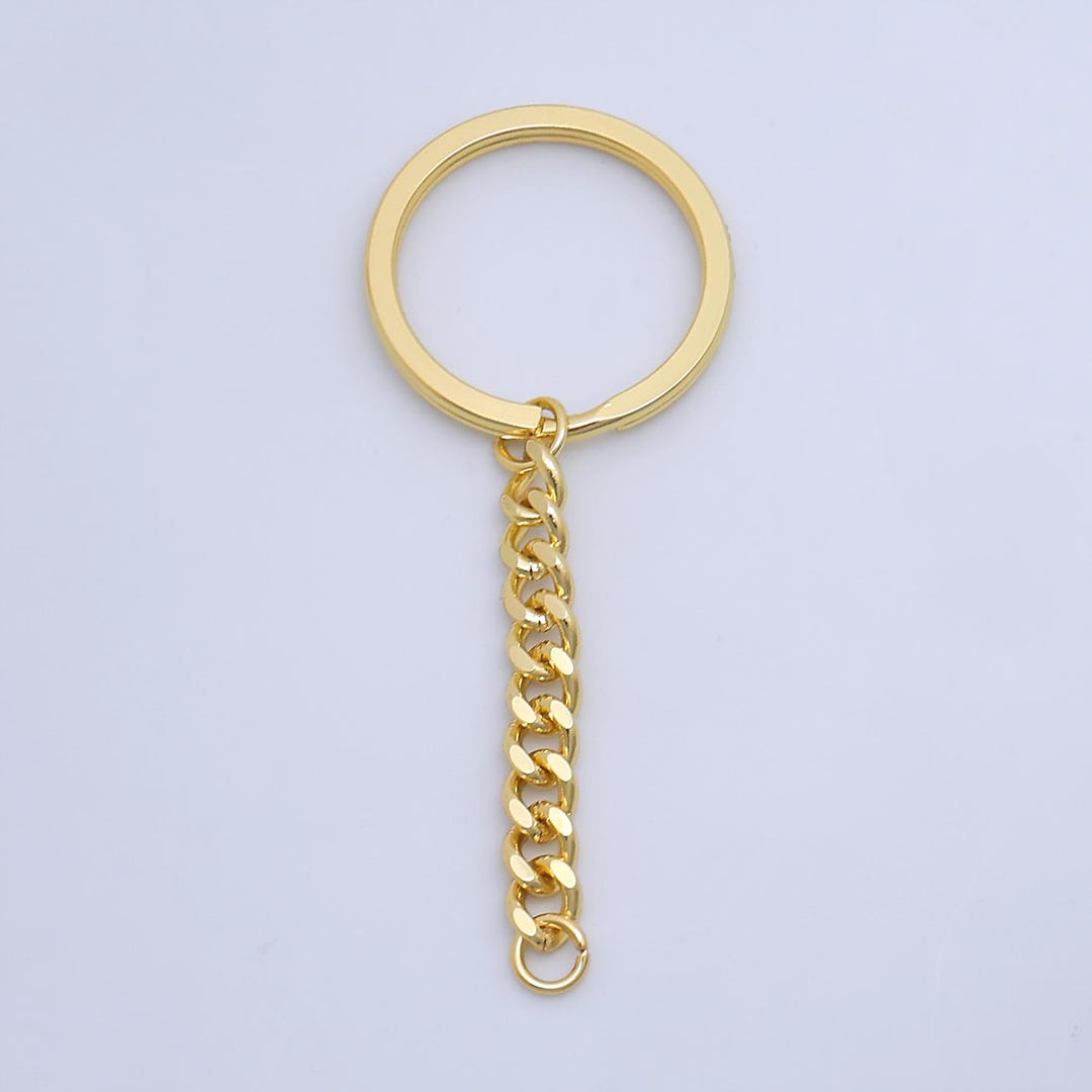 24K Gold Filled 3-inch Curb Chain Drop Keychain Findings | Z1073 - Etsy