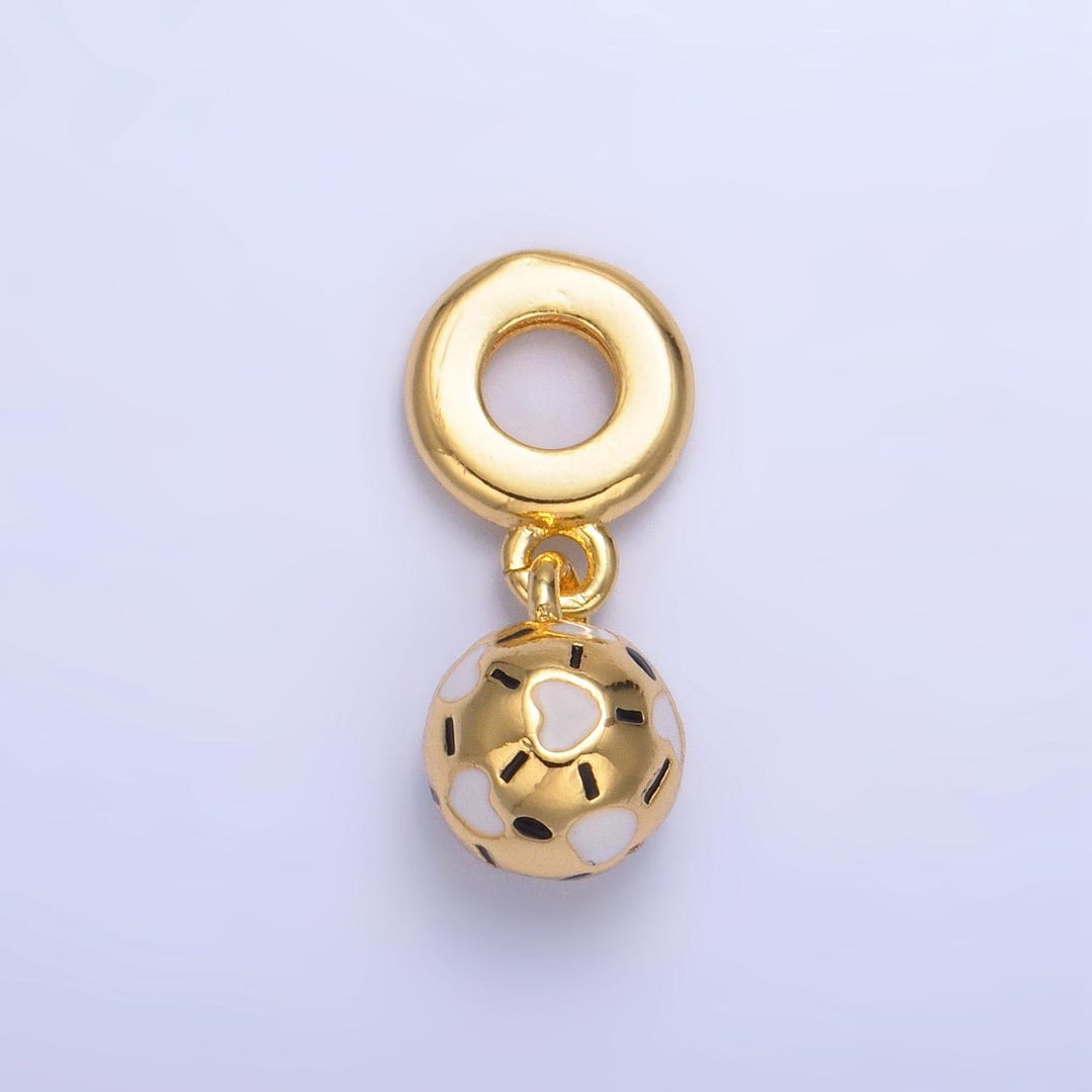 24K Gold Filled Golden Ball Charm Sport Theme Rondelle Bail for Soccer ...
