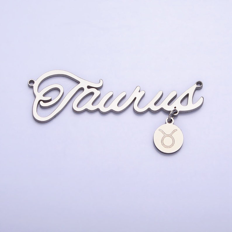Stainless Steel Cursive Font Zodiac Charms Connector for - Etsy