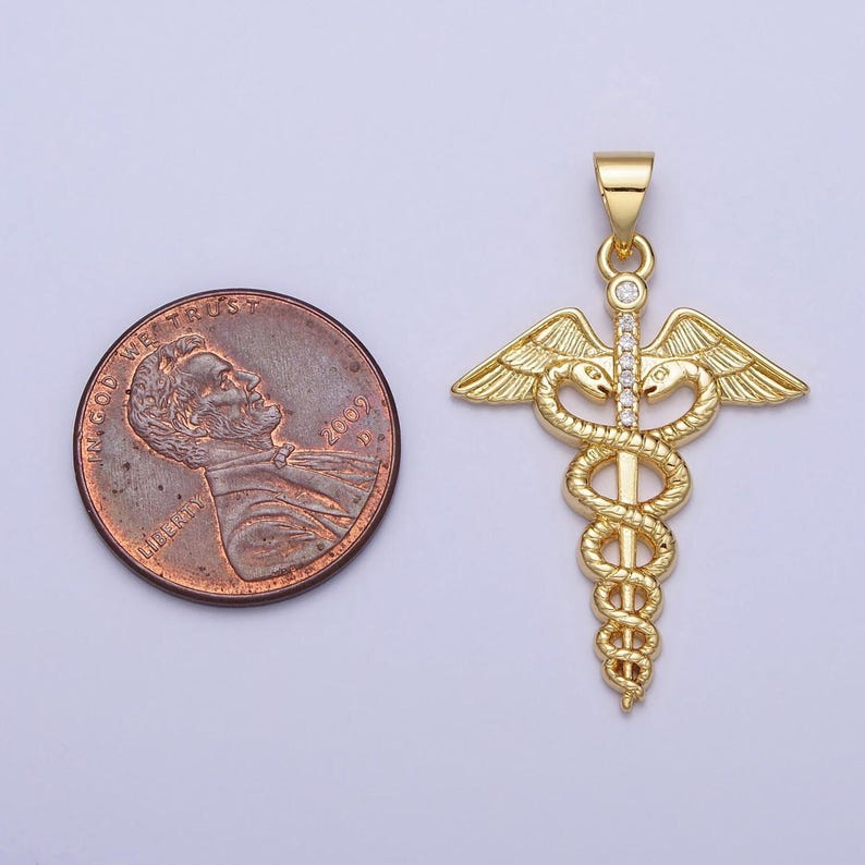 Gold Medicine Caduceus Symbol Medical Doctor Nurse Gift Idea Roman ...