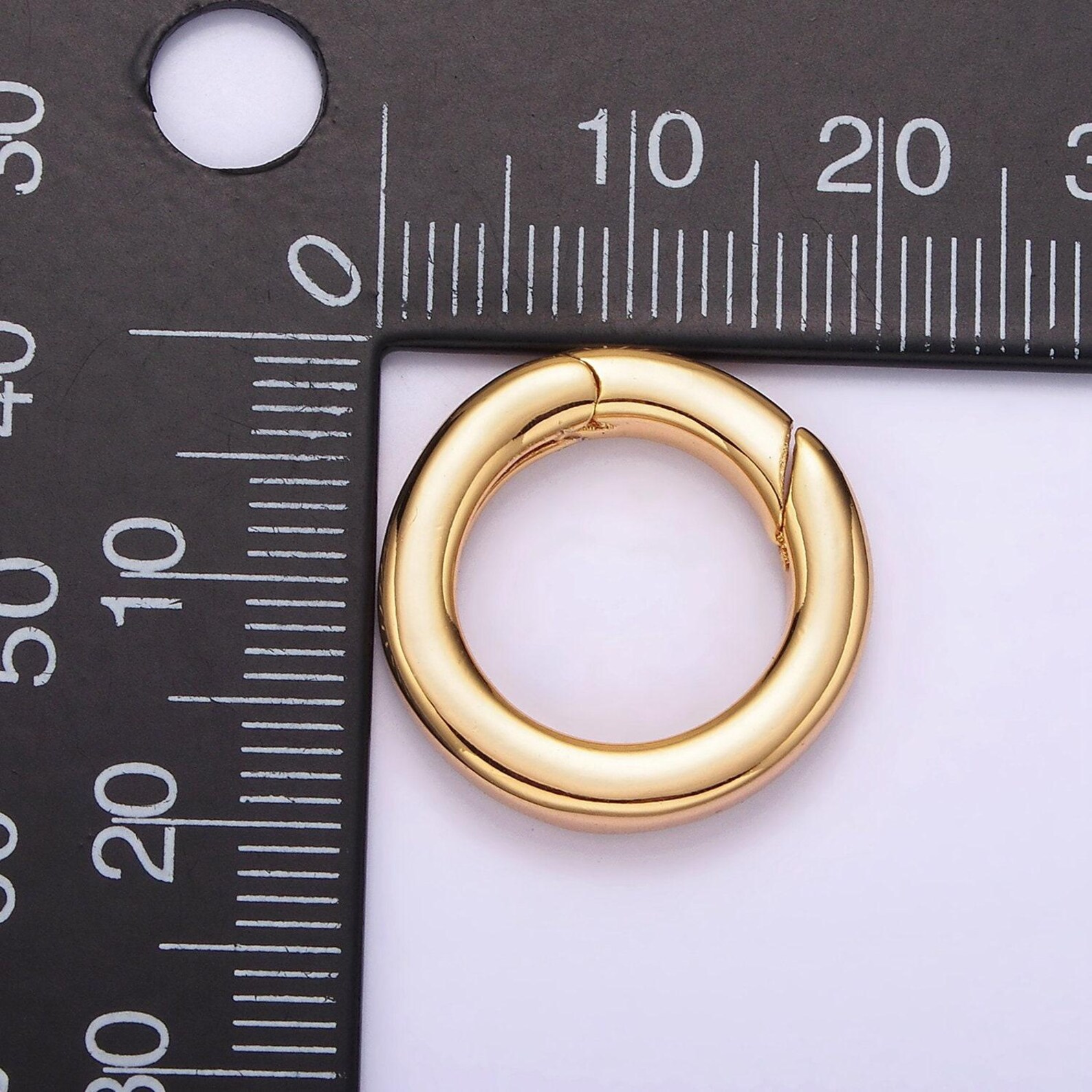 Dainty Gold Spring Gate Ring, Push Gate Ring 20mm Round Circle Ring ...