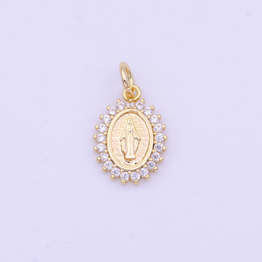Dainty Miraculous Lady Charm Micro Pave Virgin Mary Charm for Catholic ...