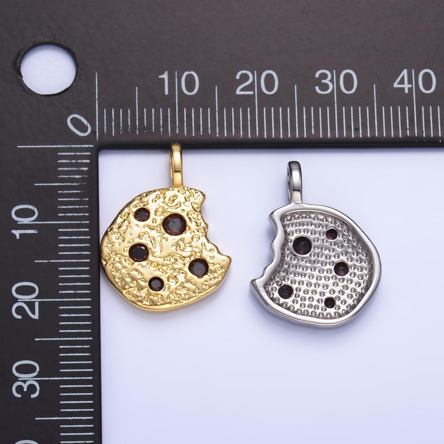 Gold Chocolate Chip Cookie Charm With CZ Snack Pendant Foodie Food ...