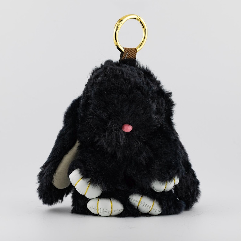 Fluffy Bunny Keychain Rabbit Bag Charm Keyring Purse Accessory Plush ...