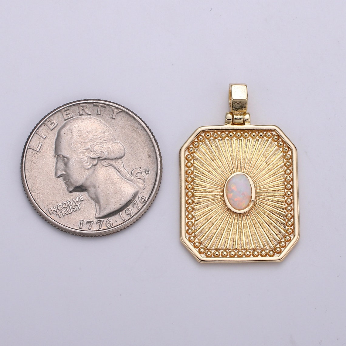 Sunburst Octagon Gold Tag Opal Gold Rectangle Radiance Size - Etsy