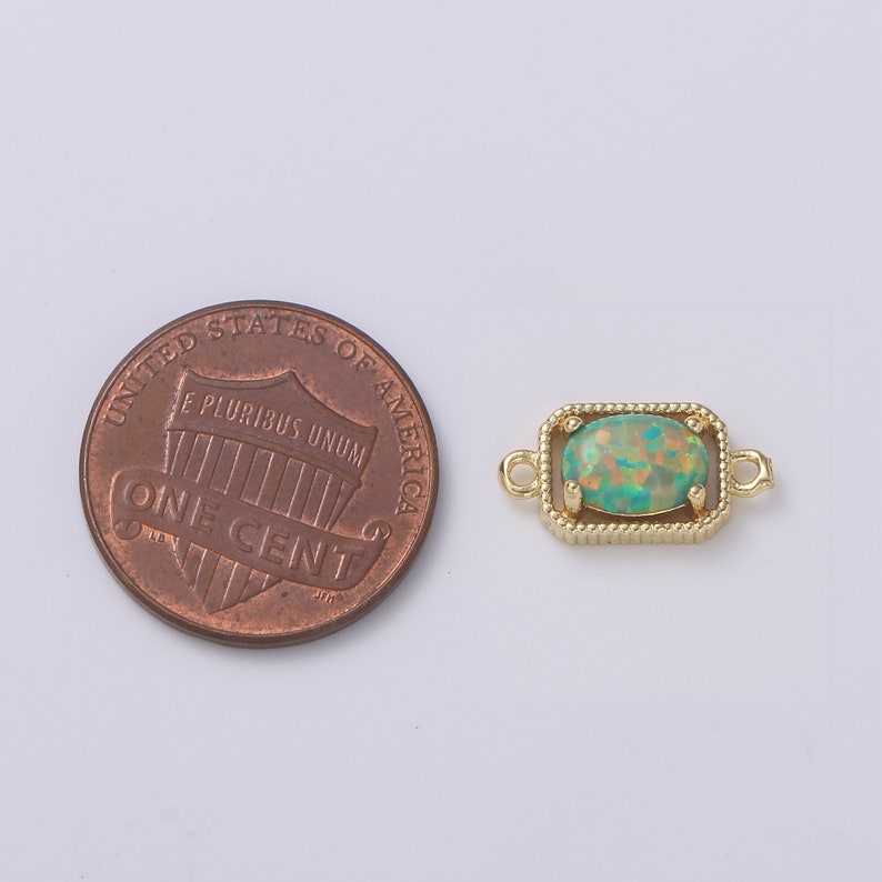 Gold Oval Opal Connector Octagon Link Connector Opalite Charm | Etsy