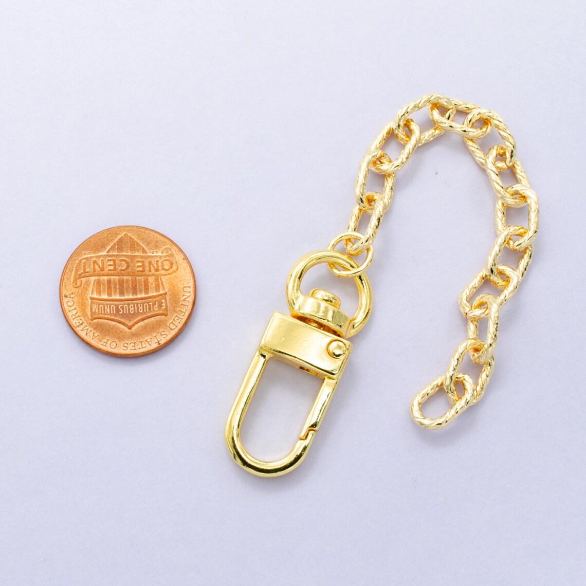 24K Gold Filled 5-inch Lined Paperclip Chain Bag Purse Charm Swivel ...