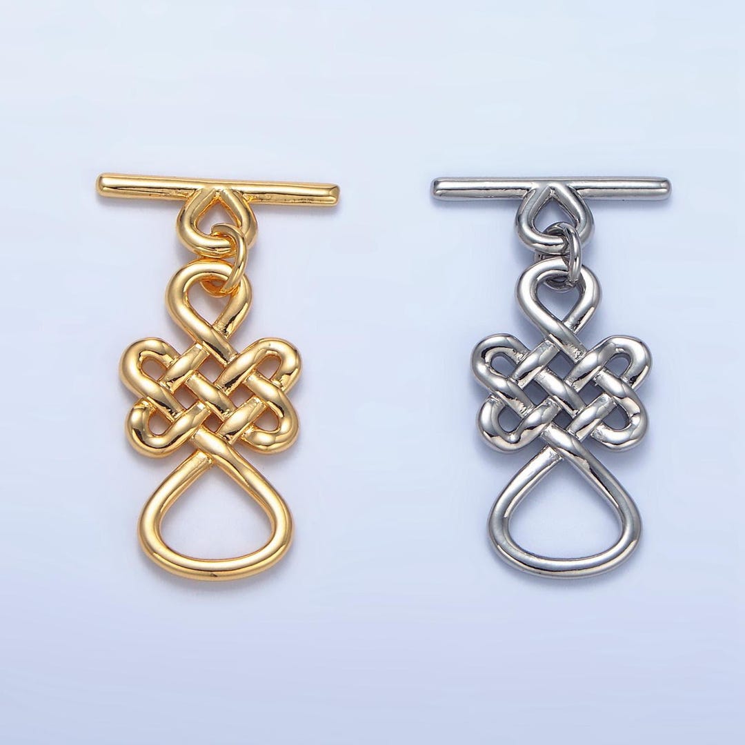 Celtic Knot Toggle Clasp 24k Gold Filled in Gold & Silver - Etsy