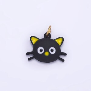 Dainty Black Cat Charm Mini Cartoon Cat Pendants Enamel Halloween Charm ...