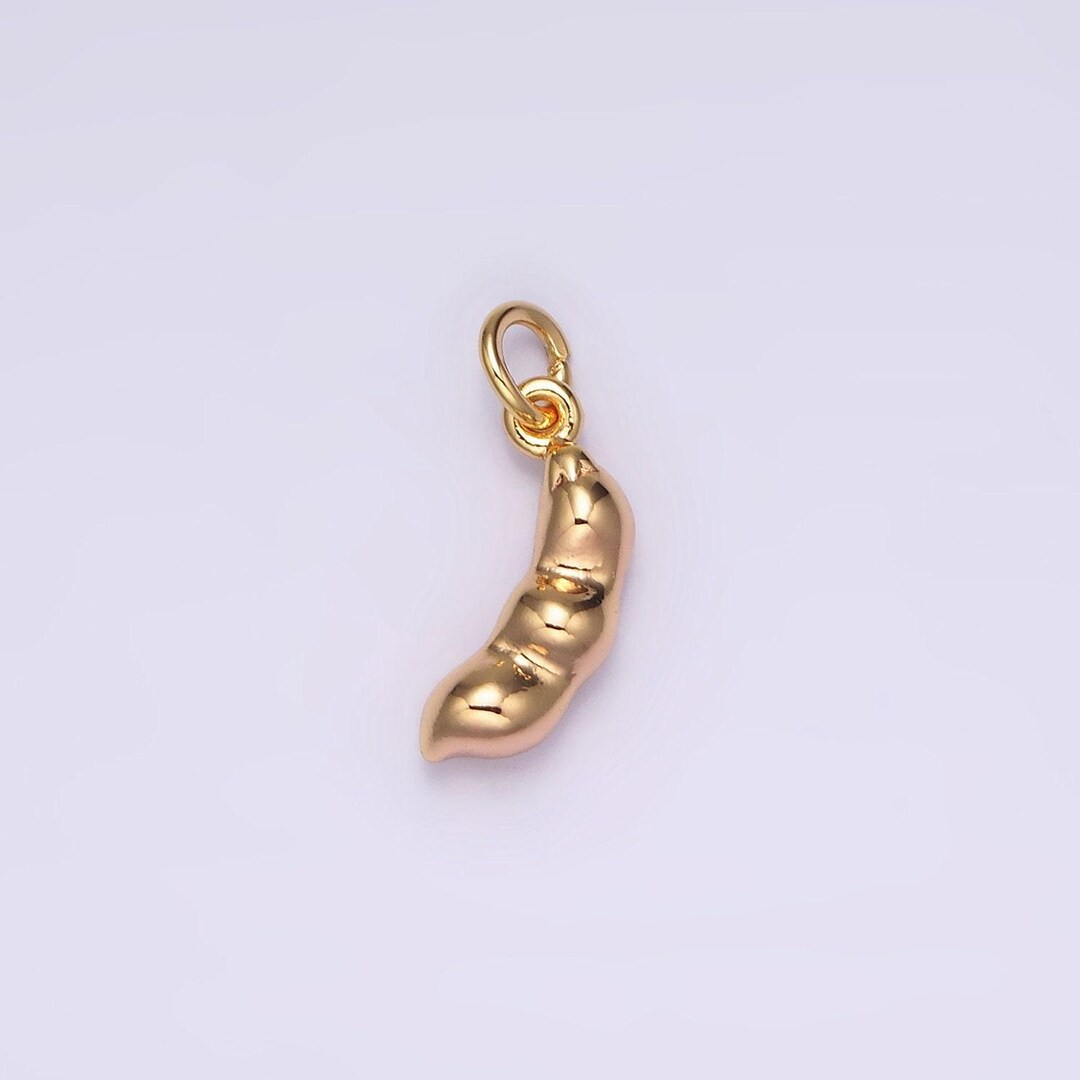 16k Gold Filled Triple Peapod Peanut Geometric Curved Minimalist Mini ...