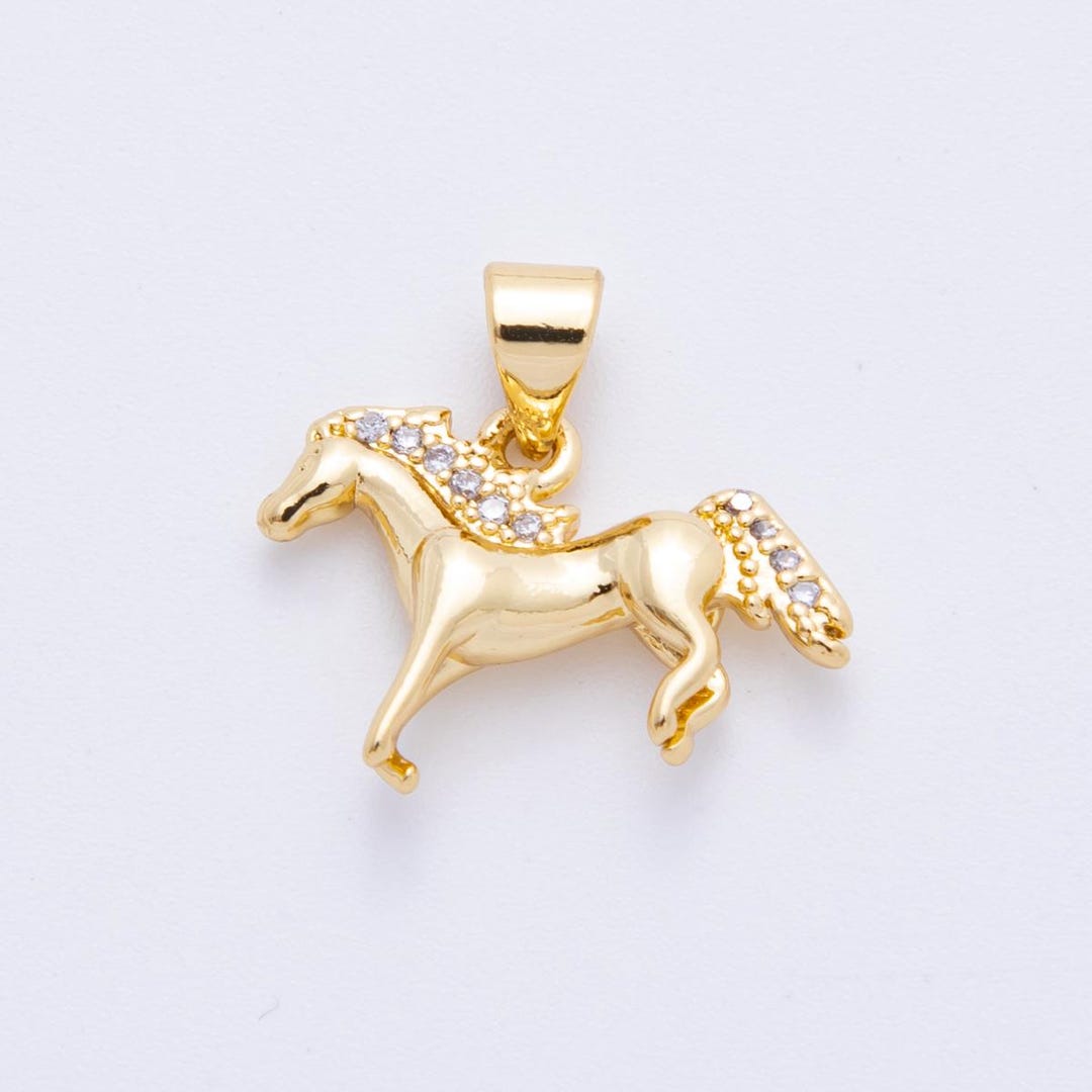 18K Gold Filled Horse Charm Wild Animal Stallion Gold Pendant | AF-1118 ...