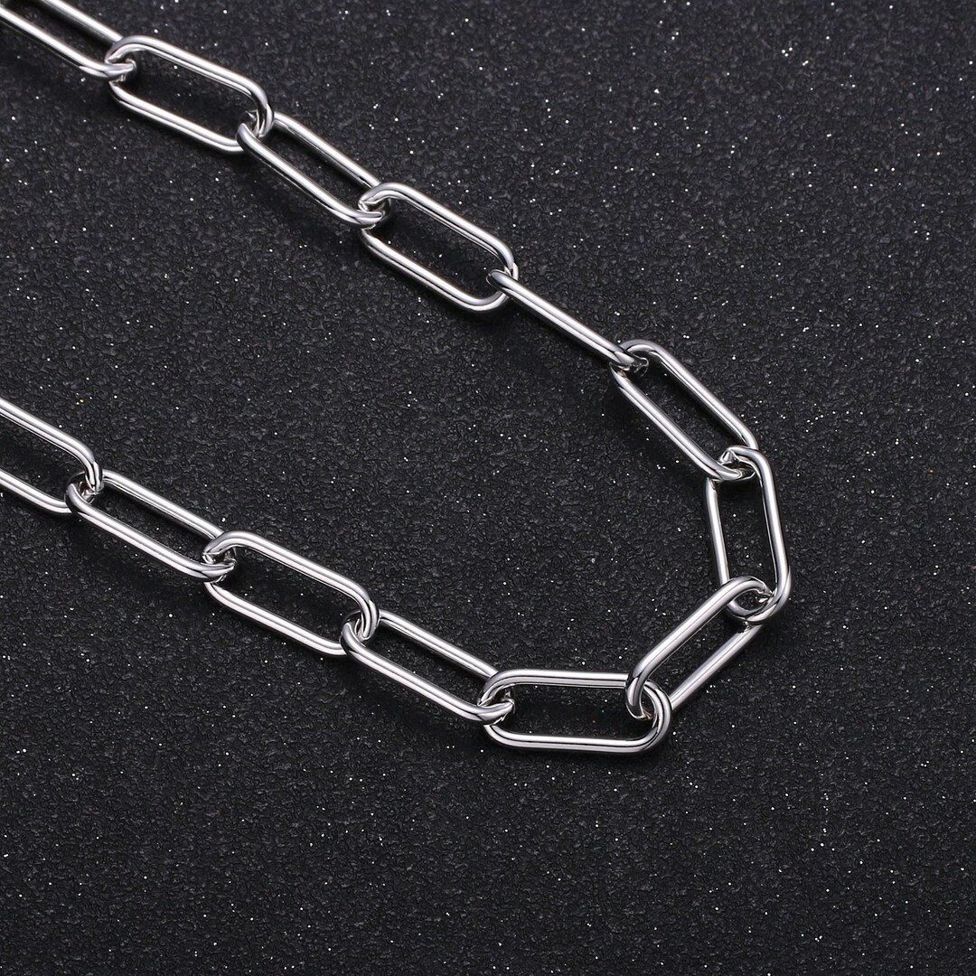 White Gold Paper Clip Chain by Yard, Link Chain , Wholesale Bulk Roll ...