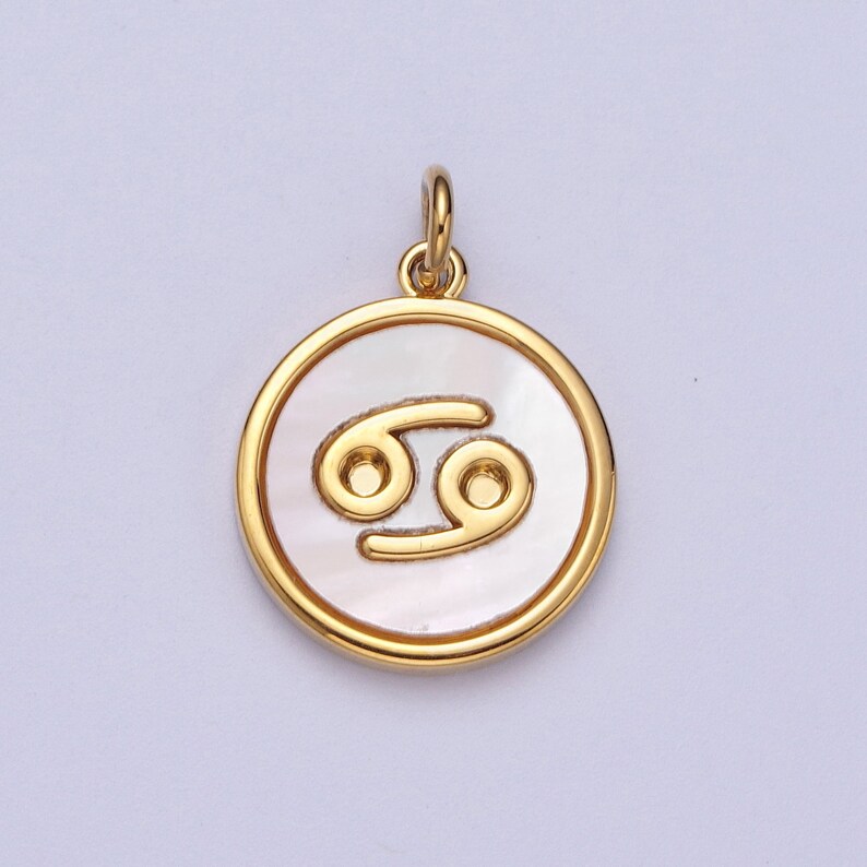 Shell Pearl Gold Zodiac Signs Medallion Pendant 24K Gold - Etsy