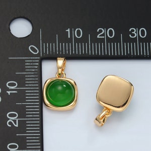 14K Gold Filled Jade Gemstone Square Molten Bezel Pendant H891 - Etsy