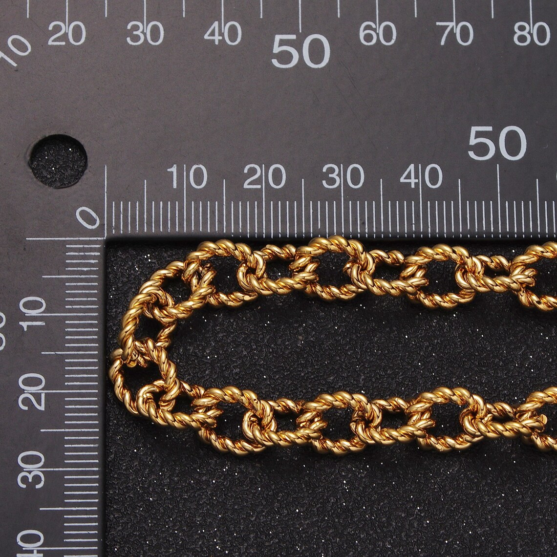 24K Gold Filled Twisted Cable 8.7mm Width Statement Gold, Silver Yard Chain for Jewelry Making ...