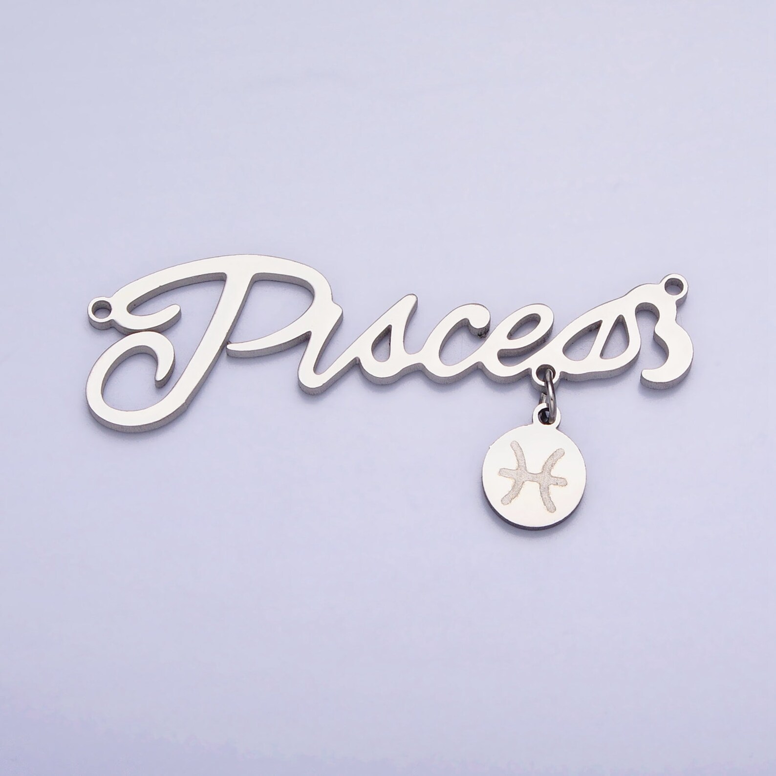Stainless Steel Cursive Font Zodiac Charms Connector for Necklace ...