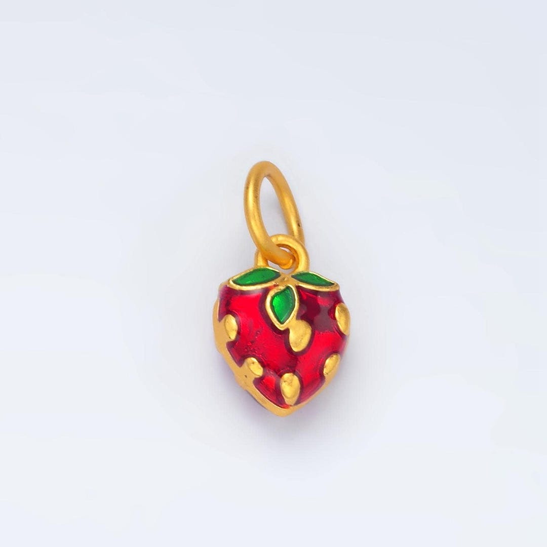 24k Gold Filled Mini Strawberry Fruit Charm | M-223 - Etsy