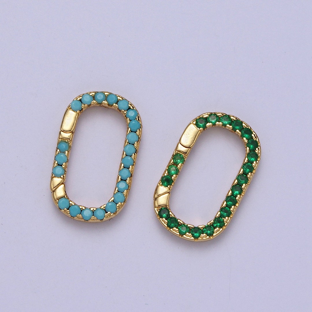 Cz Gold Spring Gate Ring, 17x10mm CZ Pull Gate Ring Oval Turquoise ...